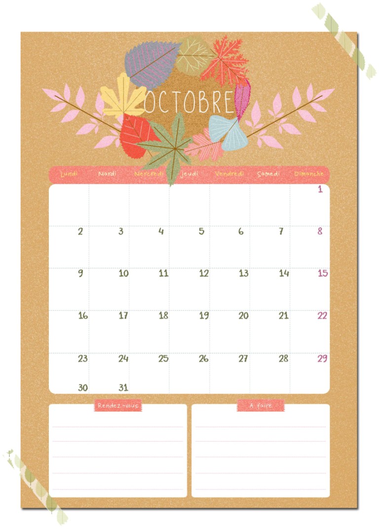 calendrier | Dans Mon Bocal